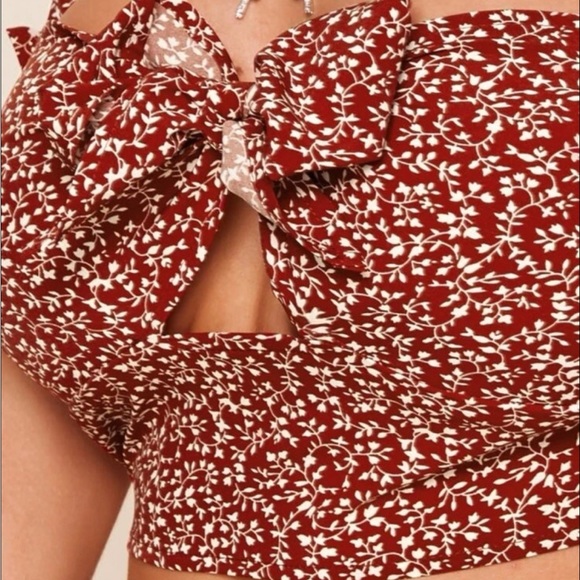 SHEIN | Tops | Floral Front Tie Off Shoulder Ruched Scrunched Crop Top ...